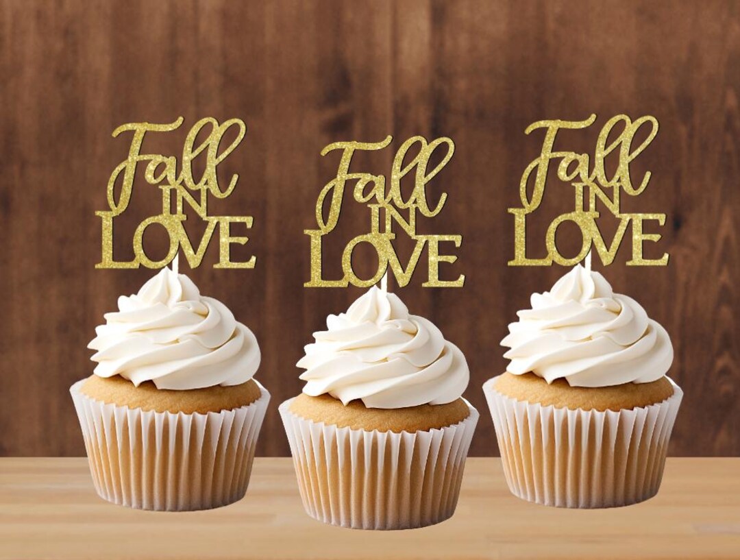 Fall IN LOVE Cupcake Topper, Fall Engagement Topper, Fall Wedding, Fall ...