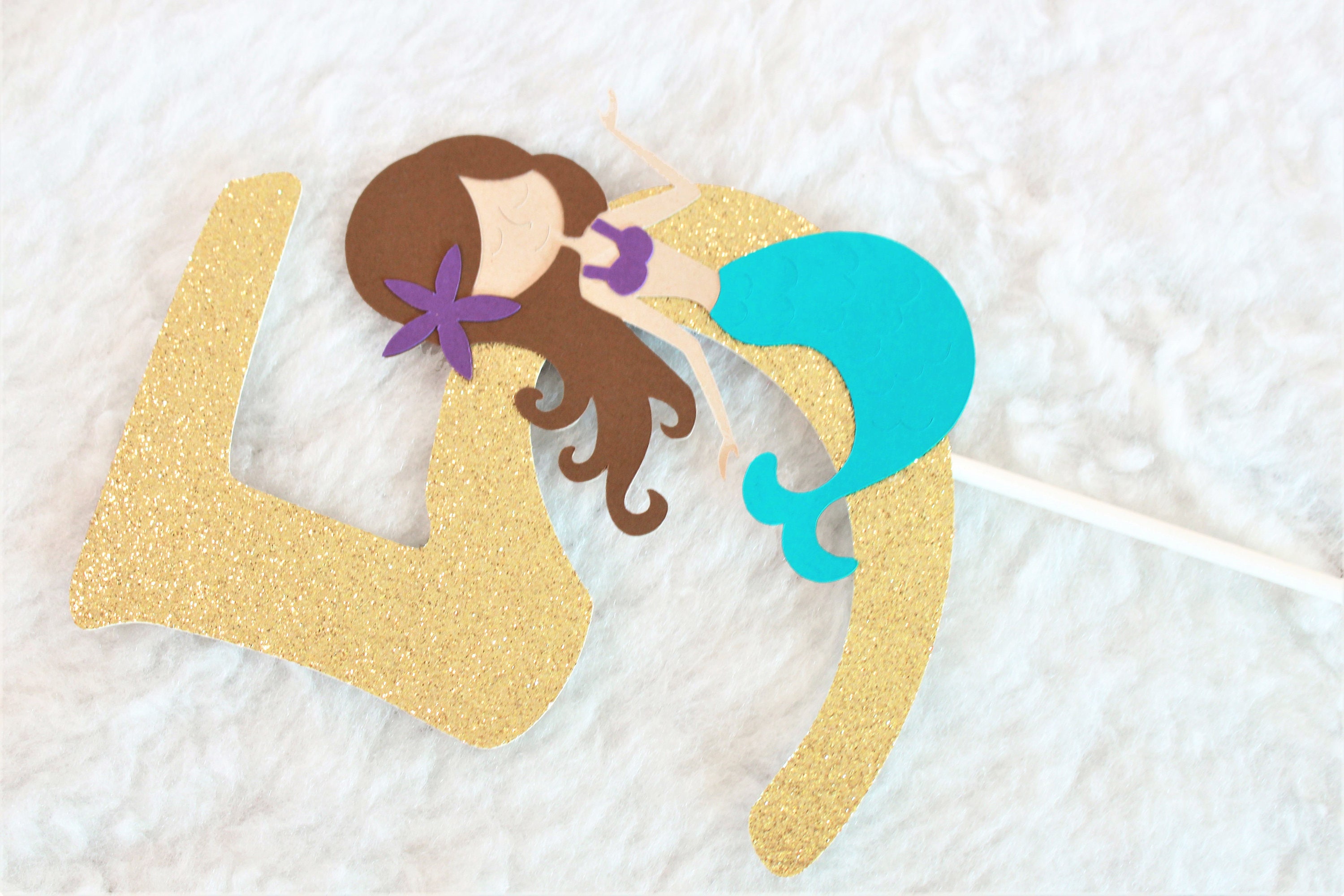 Mermaid Custom Age Glitter Cake Topper Under the Sea Party - Etsy