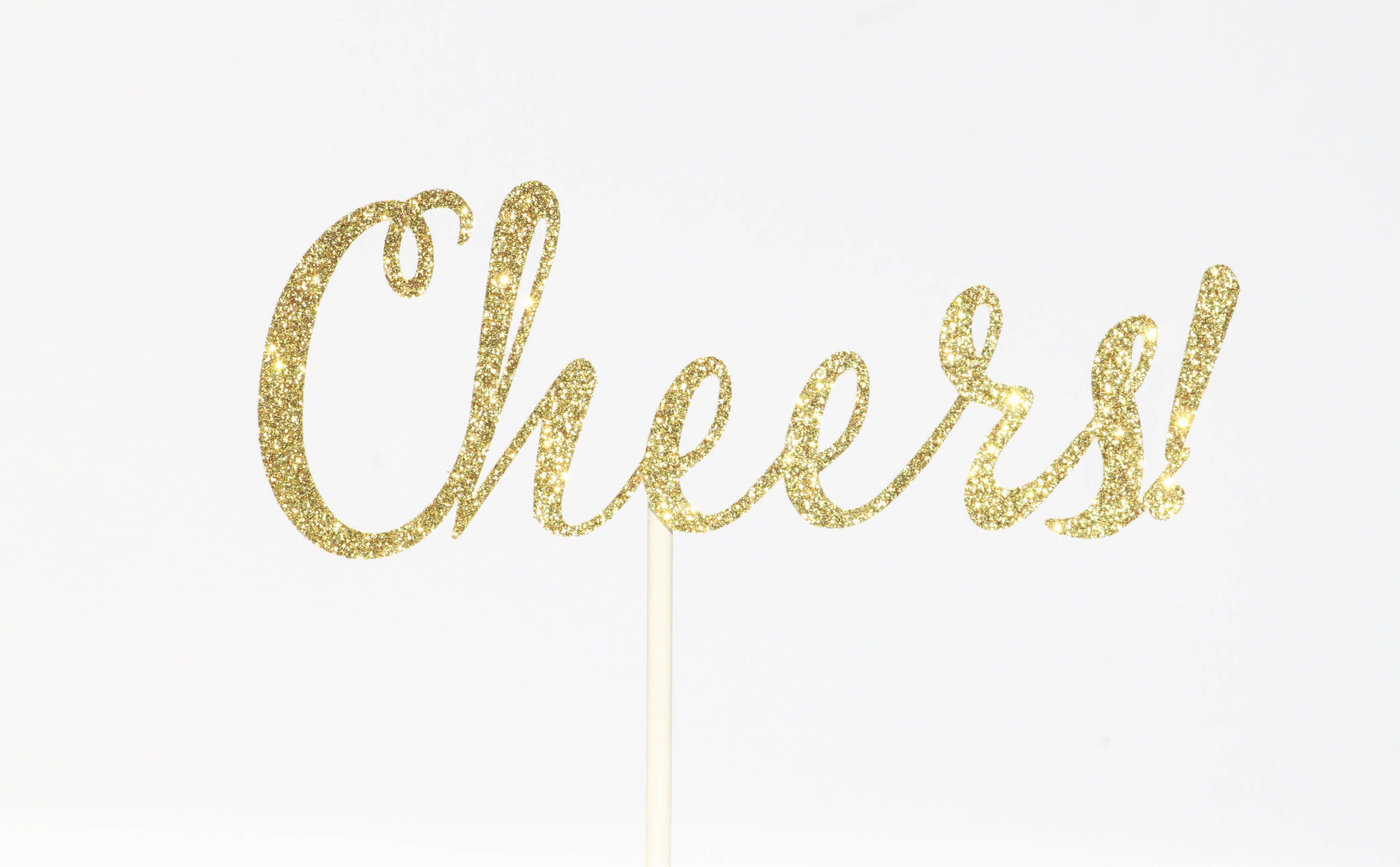 Cheers! Cake Topper!, Cheers, Glitter Cheers Cake Topper, Gold Cheers ...