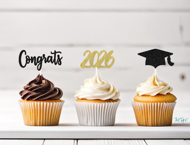2026 Graduation Cupcake Toppers, Graduation Gift 2026, Congrats Cupcake ...