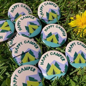 Happy Camper Badge, Camp Gift, Camping Gift, Travel Gift, Tent, Great ...