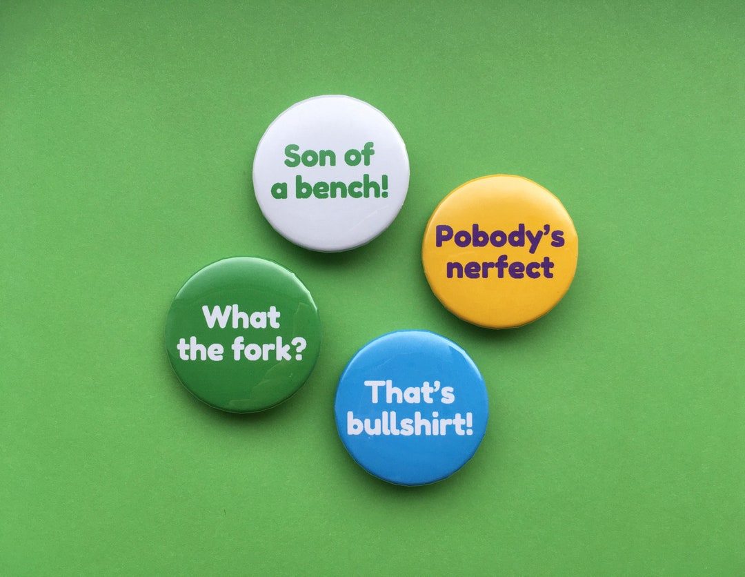 Polite Swearing Pin Badge Set, What the Fork Pin Badge, Pobody's ...