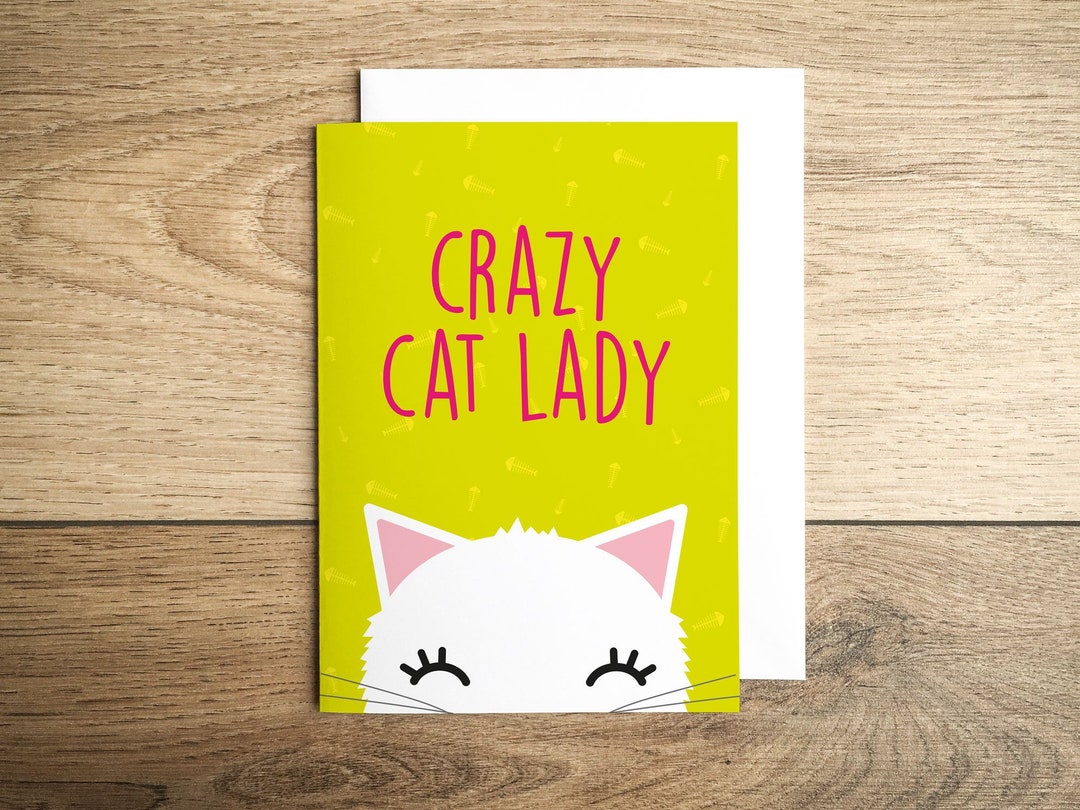 Crazy Cat Lady Card, Cat Lover Birthday Card, Cute Cat Card, Card for ...