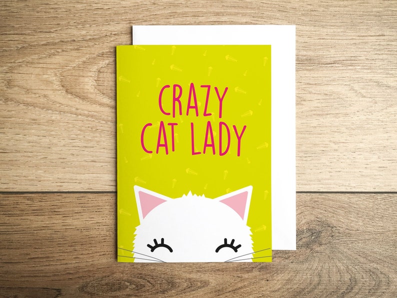 Crazy Cat Lady Card Cat Lover Birthday Card Cute Cat Card - Etsy