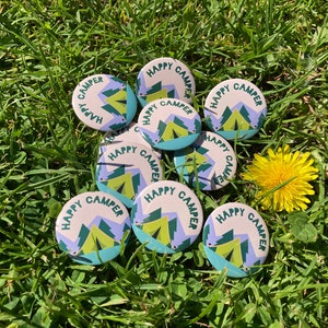 Happy Camper Badge, Camp Gift, Camping Gift, Travel Gift, Tent, Great ...