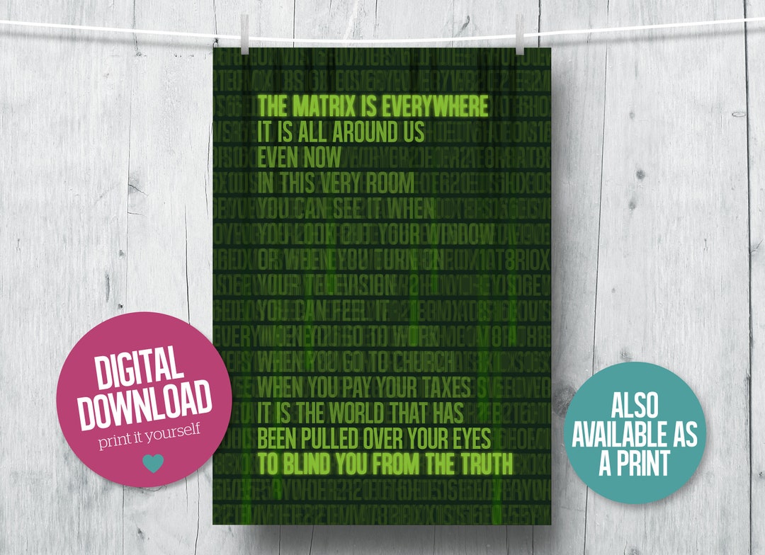 The Matrix poster printable movie poster Matrix movie - Etsy Portugal