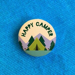 Happy Camper Badge, Camp Gift, Camping Gift, Travel Gift, Tent, Great ...