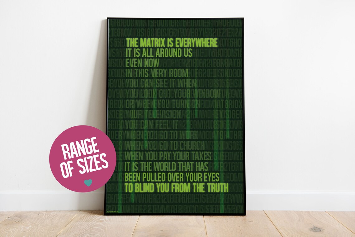 The Matrix minimalist movie poster Matrix poster movie art | Etsy