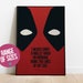 Deadpool Print Deadpool Poster Superhero Poster Marvel - Etsy