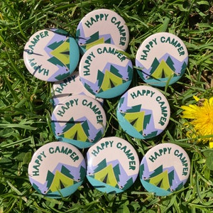 Happy Camper Badge, Camp Gift, Camping Gift, Travel Gift, Tent, Great ...