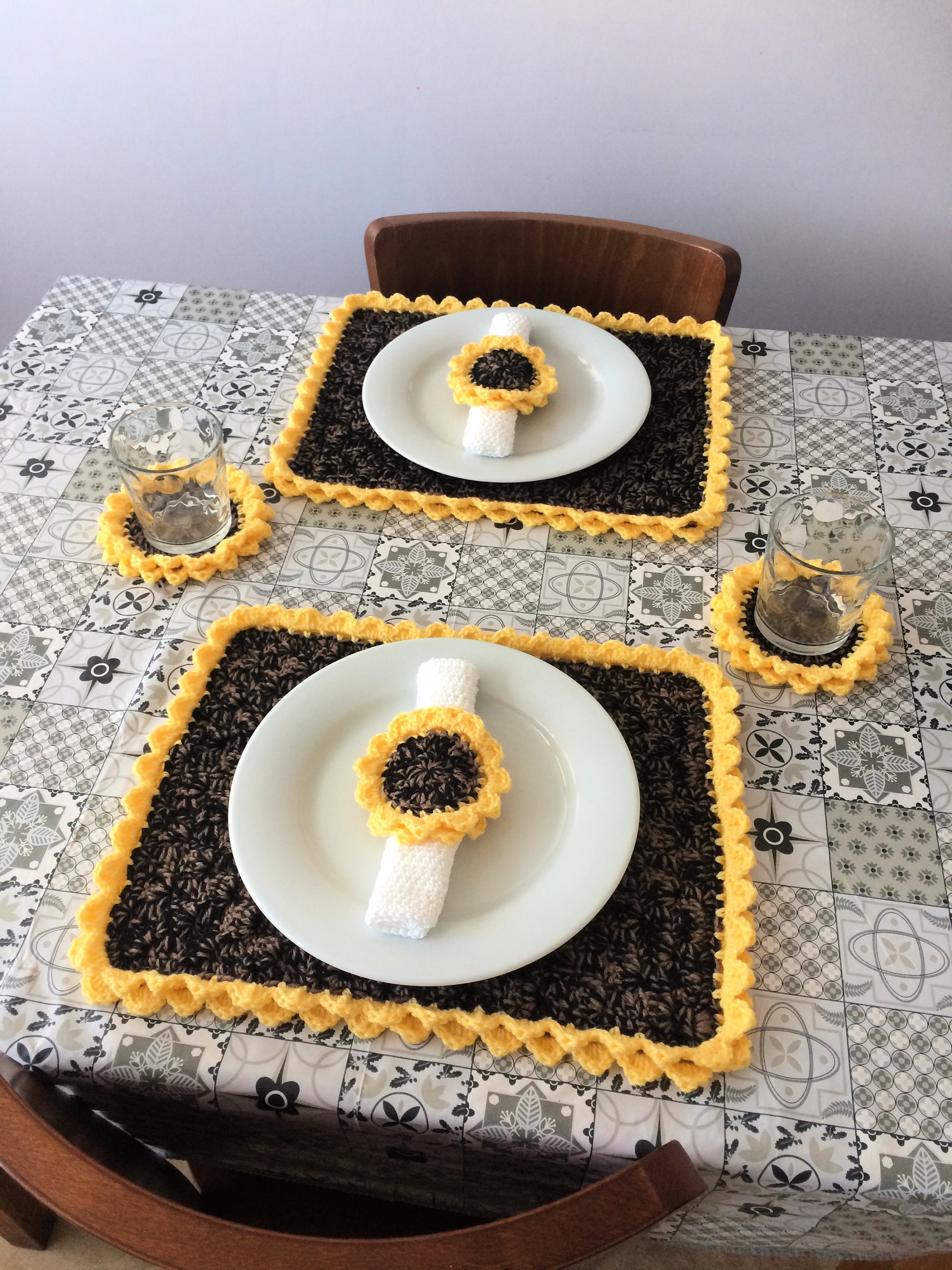 PDF Sunflower Table Set Crochet Tutorial pattern Only - Etsy