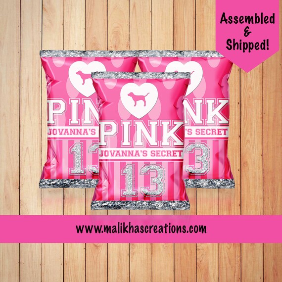 PINK Inspired Custom Chip Bags/Love PINK Party/Pink Party | Etsy