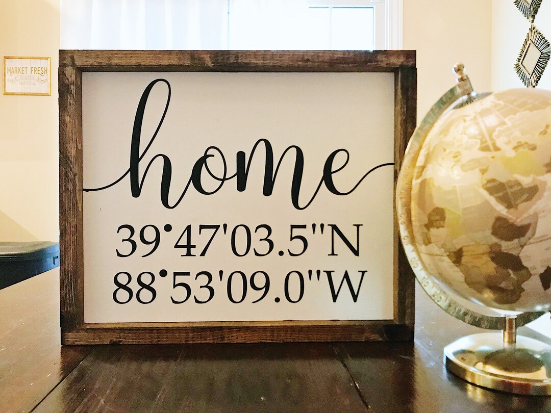 Home Coordinate Signs Wood Signs Personlalized Signs - Etsy