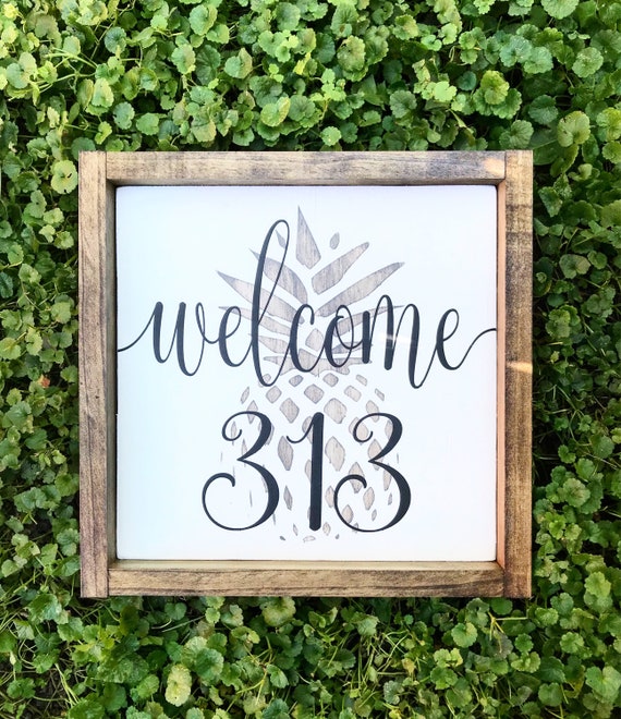 Welcome House Number Welcome Sign Outdoor Sign Pineapple | Etsy