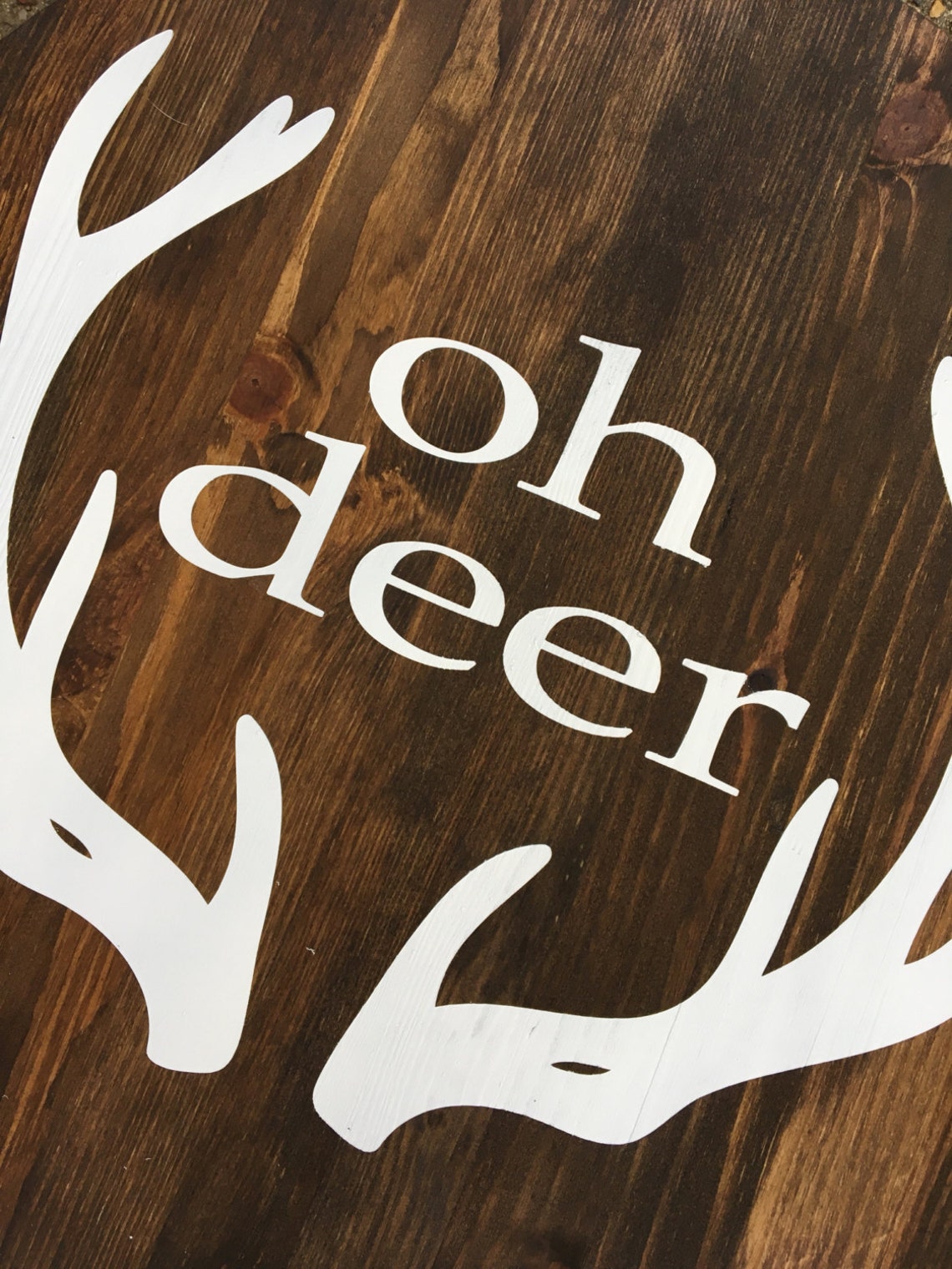 Oh deer Antlers Hunting Christmas Wood signs Deer | Etsy