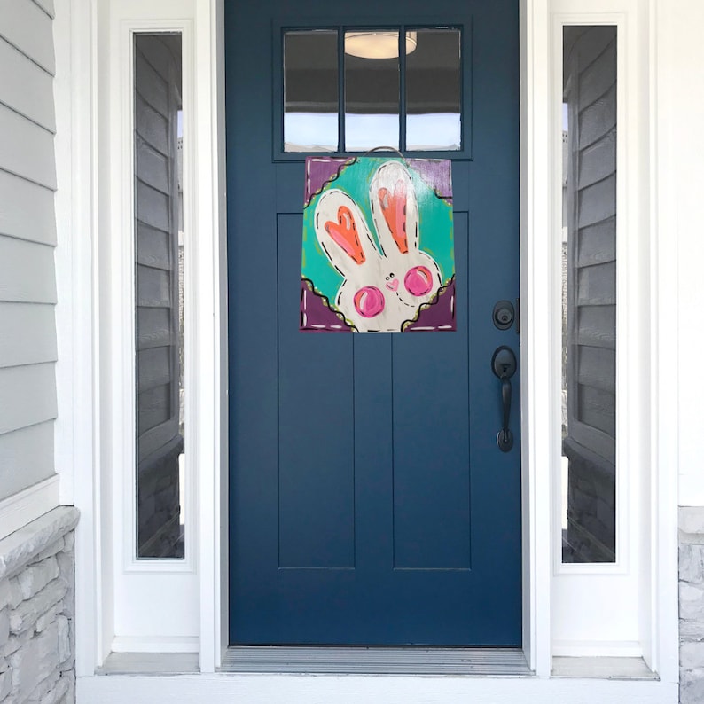 Handmade Easter Bunny Sign, Spring Door Hanger - Etsy