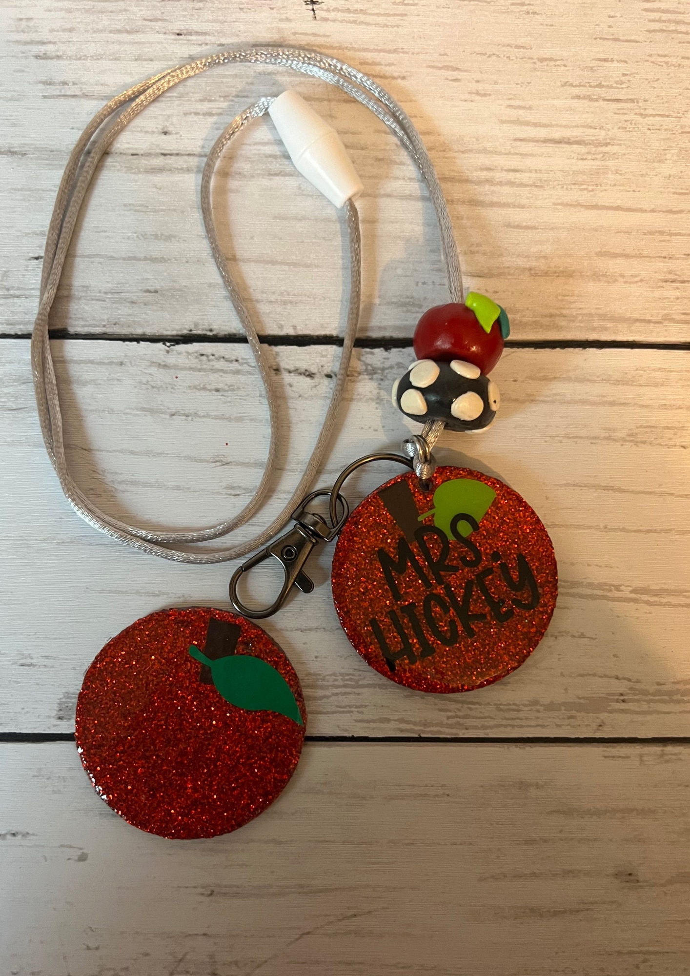 Personalized Apple Teacher Lanyard, Customizable Teacher Lanyard, Cute ...
