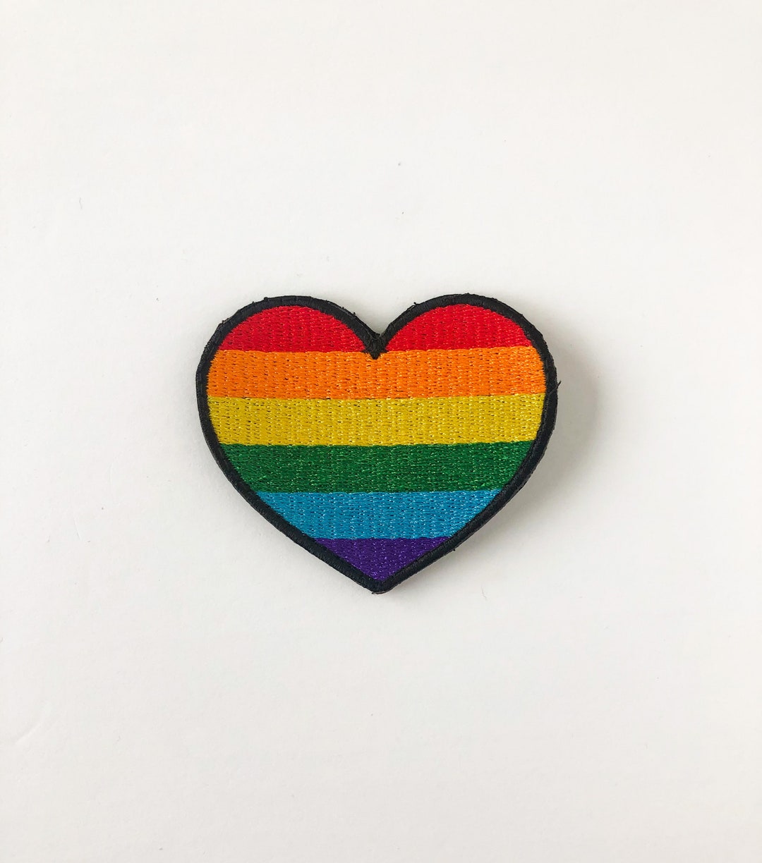 Rainbow Heart Patch - Etsy