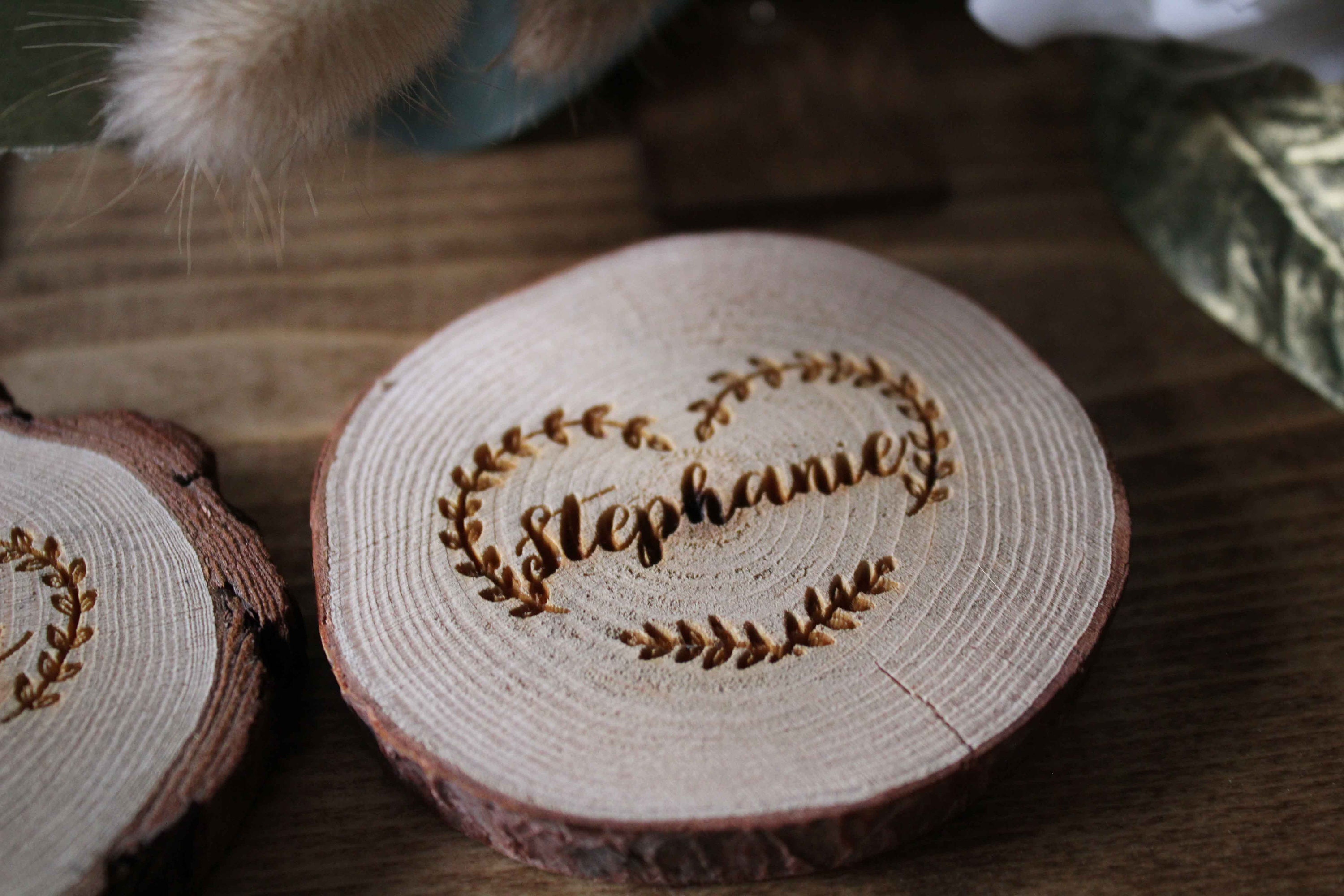 10 X Rustic Log Slice Place Names Personalised Engraved Burned - Etsy UK