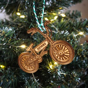 Personalised BMX Bike Christmas Ornament Wood Custom Bauble Laser ...