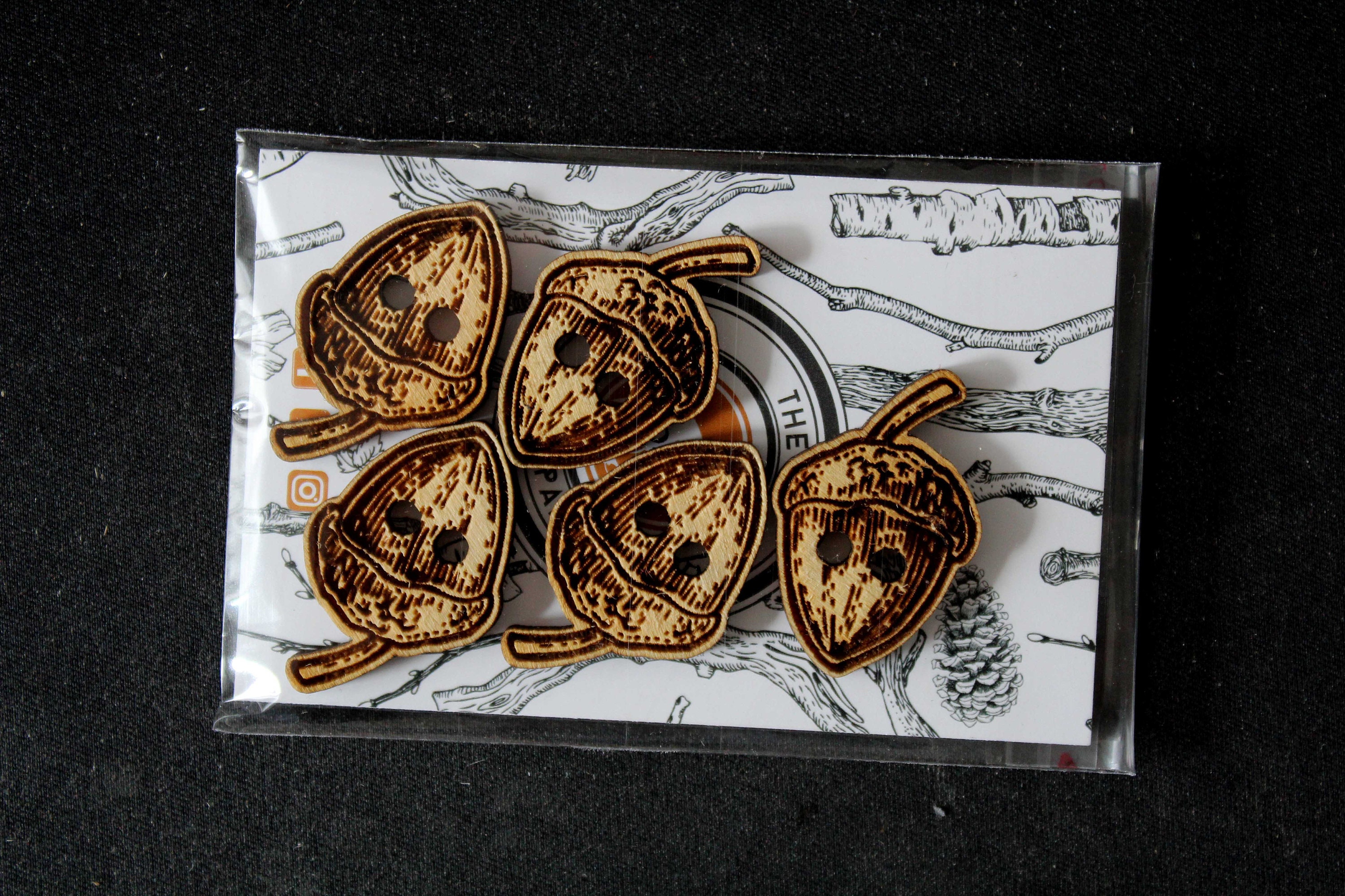 Acorn Wooden Buttons Wood Crafts Fun Button Flair Handmade - Etsy UK