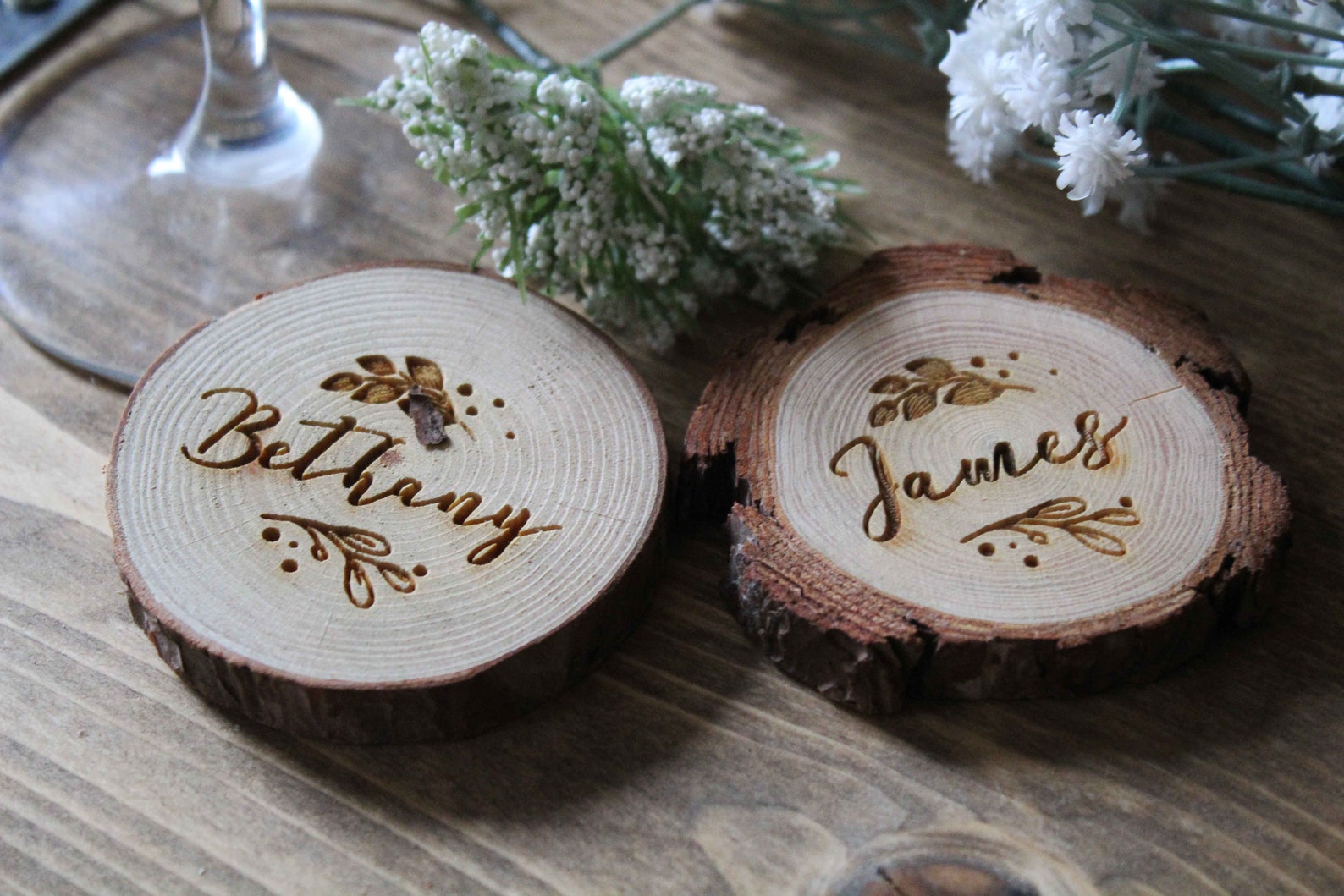 10 X Rustic Log Slice Place Names Personalised Engraved Burned - Etsy UK