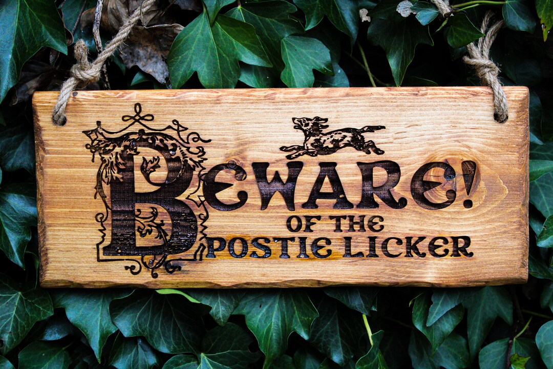 Funny Dog Wooden Sign Garden Gate Postman Warning Beware of Rustic Sign ...