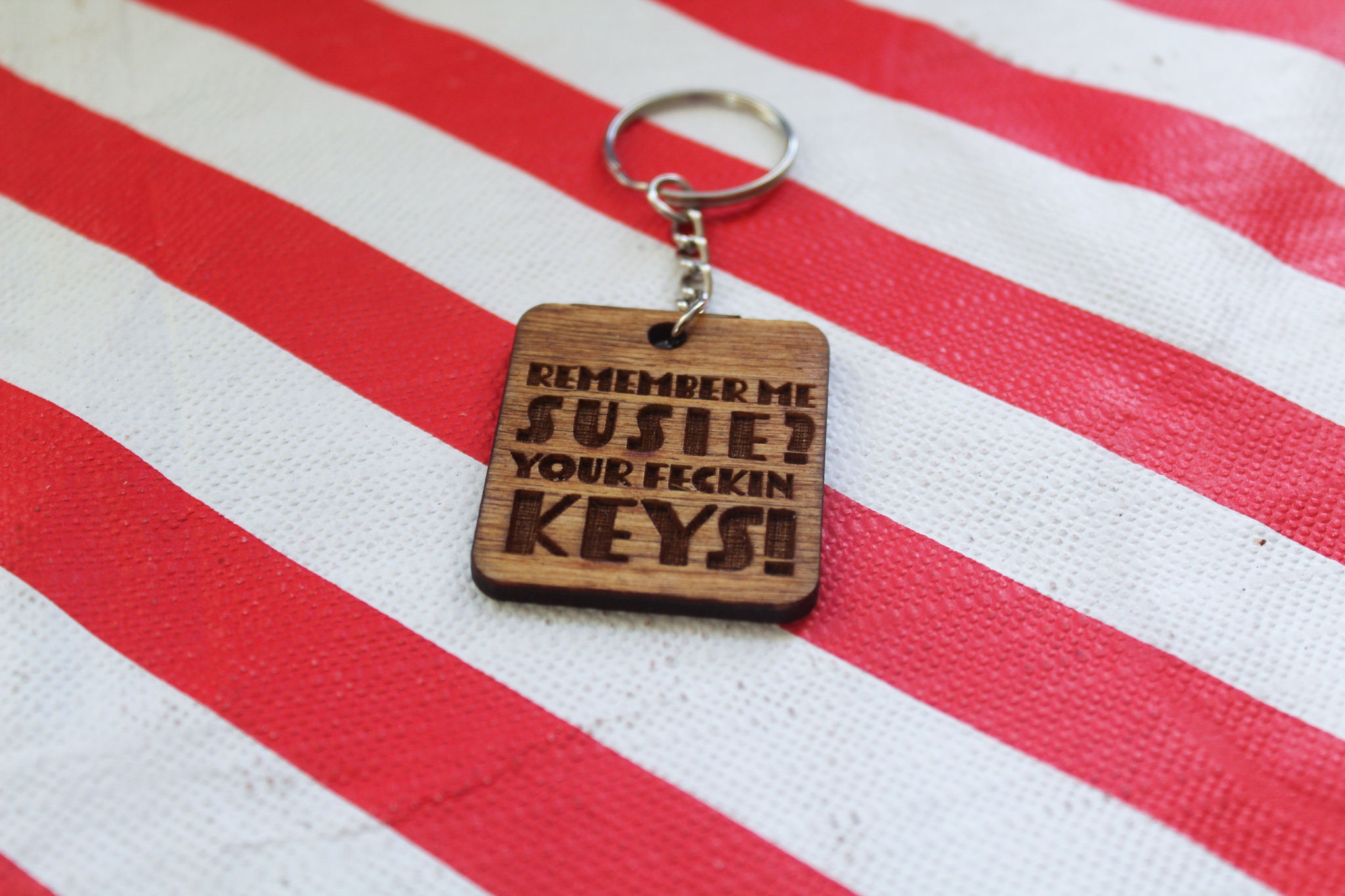 Personalised funny wooden Keyring house home lost keys gift | Etsy