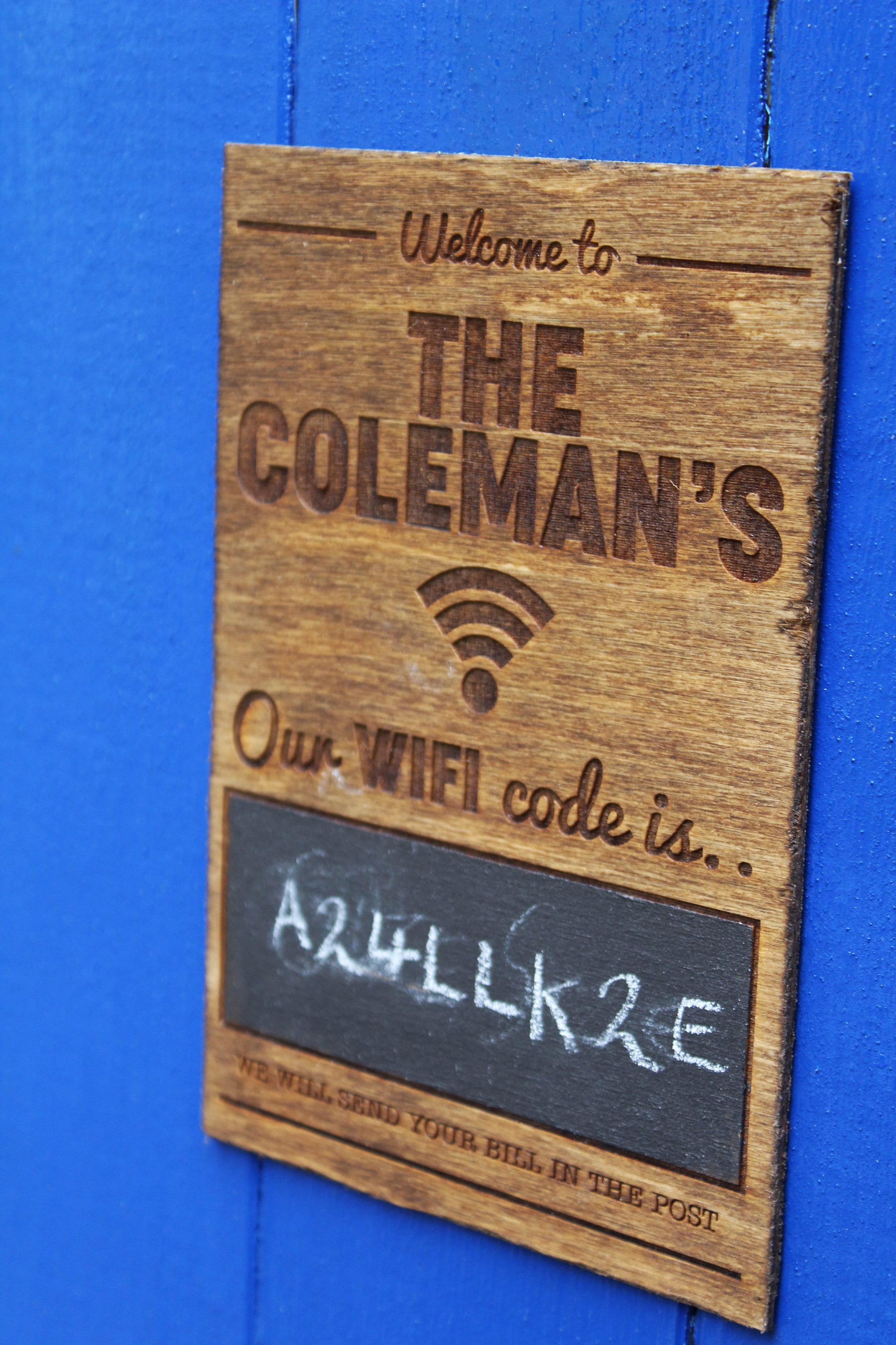 Personalised Wifi Home Sign Custom Chalkboard Wood Burned - Etsy