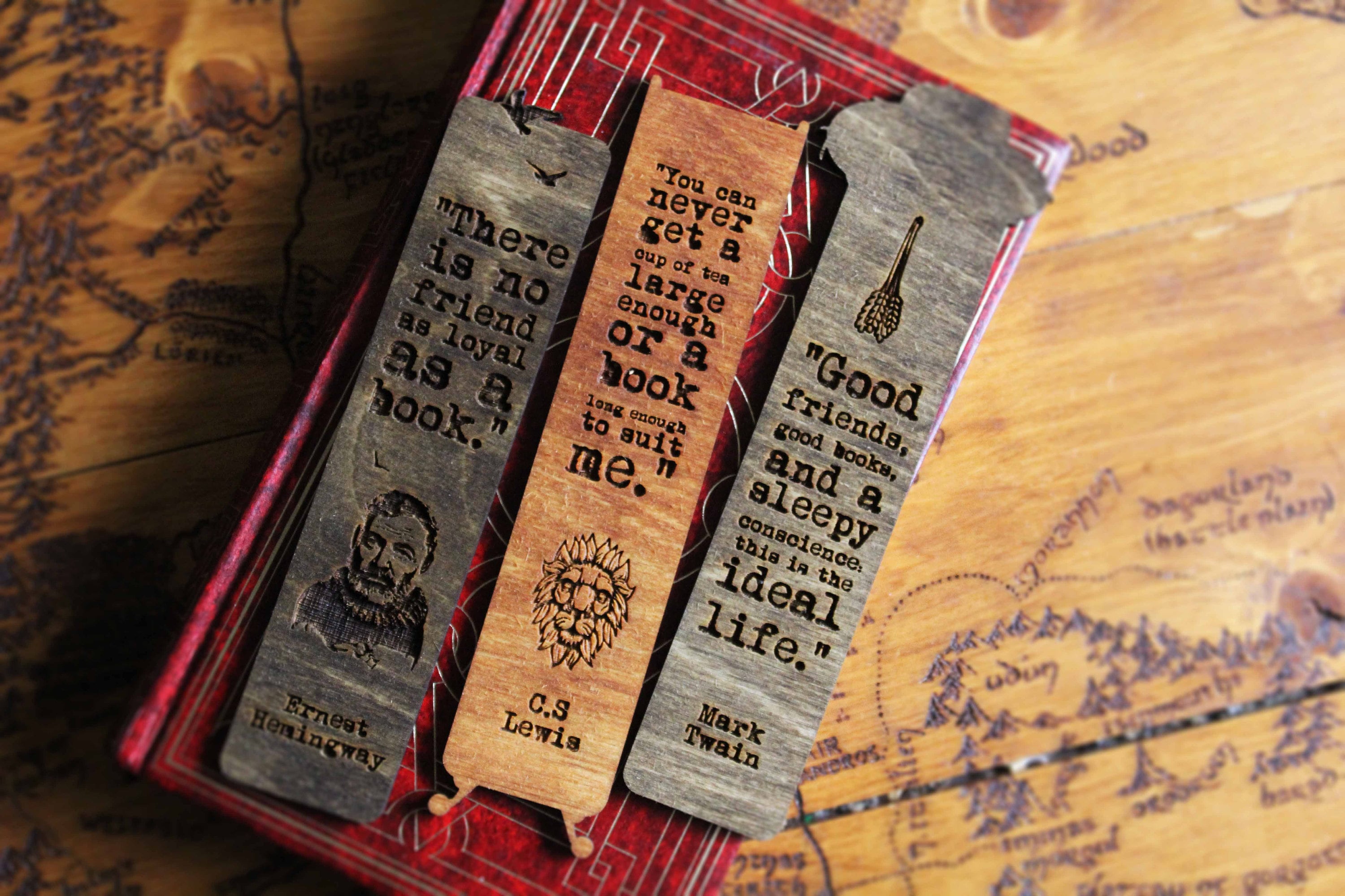 Mark Twain Bookmark Wooden Rustic Handmade Wood Burning Book Lover ...