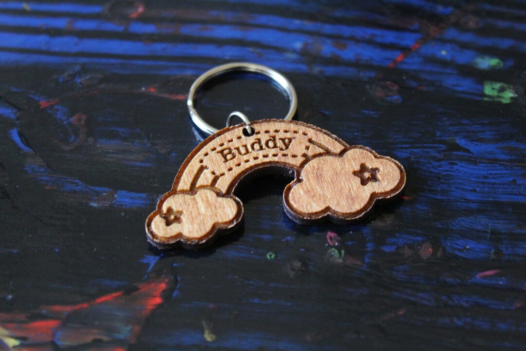 Rainbow Dog Tag Wooden Funny Pet Collar Gift Wood Burning Pyrography ...