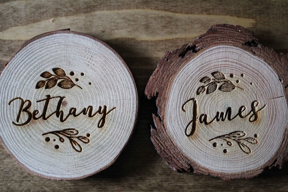10 X Rustic Log Slice Place Names Personalised Engraved Burned | Etsy UK
