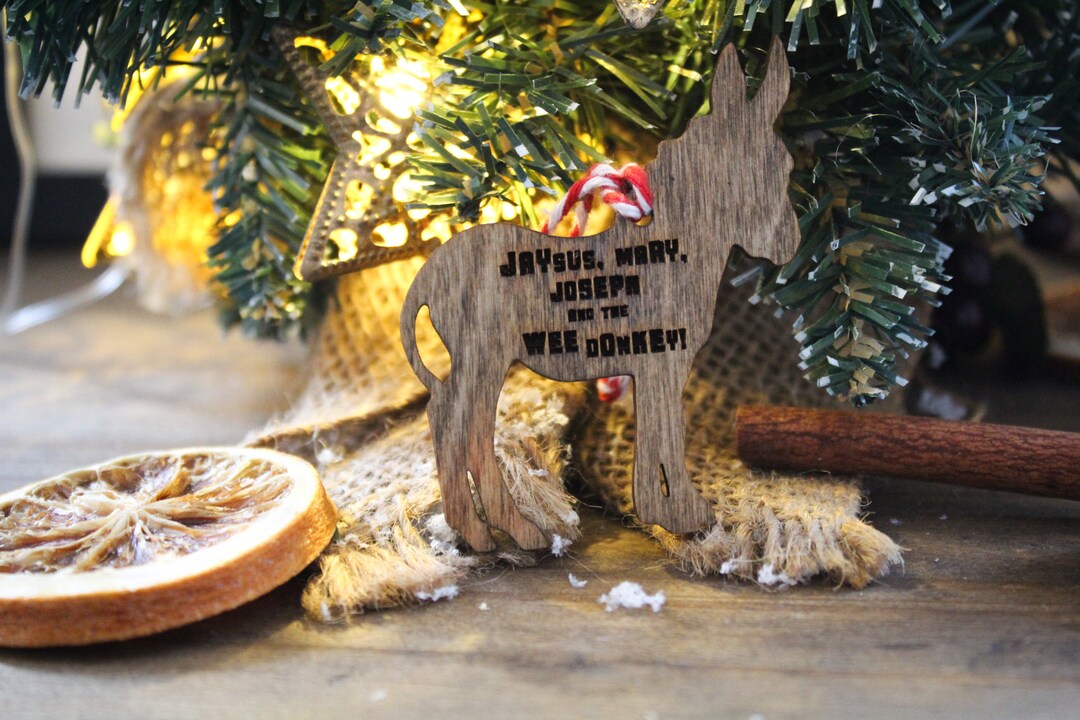 Wee Donkey Funny Wooden Christmas Ornament Belfast Slang Bauble Gift ...