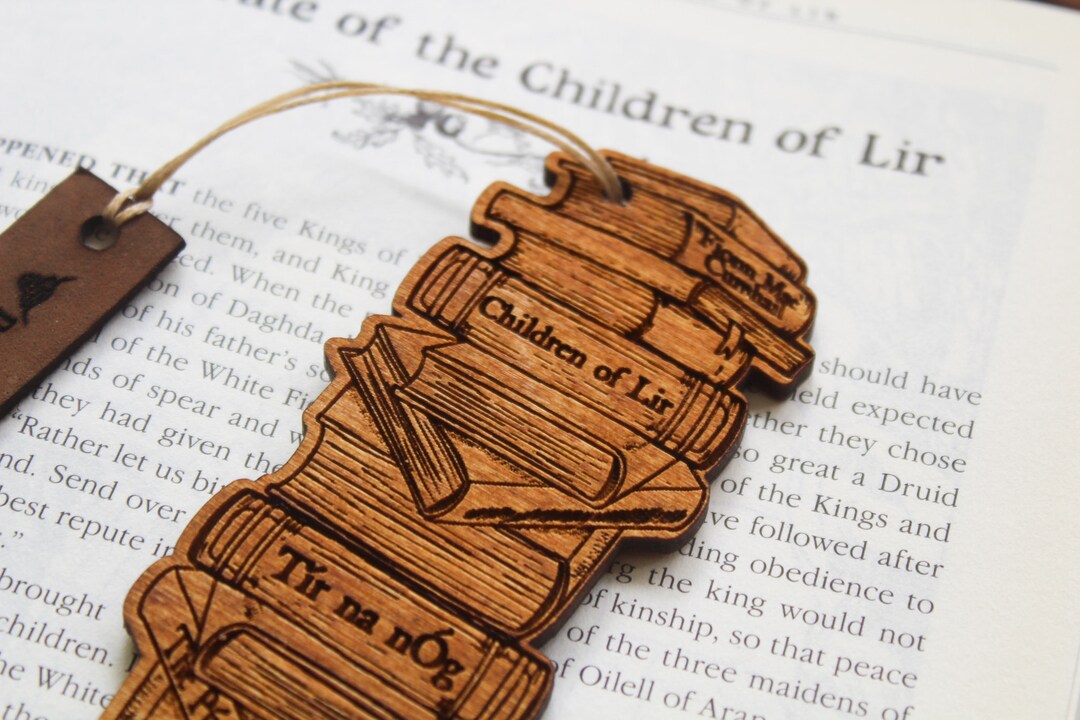 Irish Folklore Wooden Bookmark Book Stack Mythology Quote Rustic ...