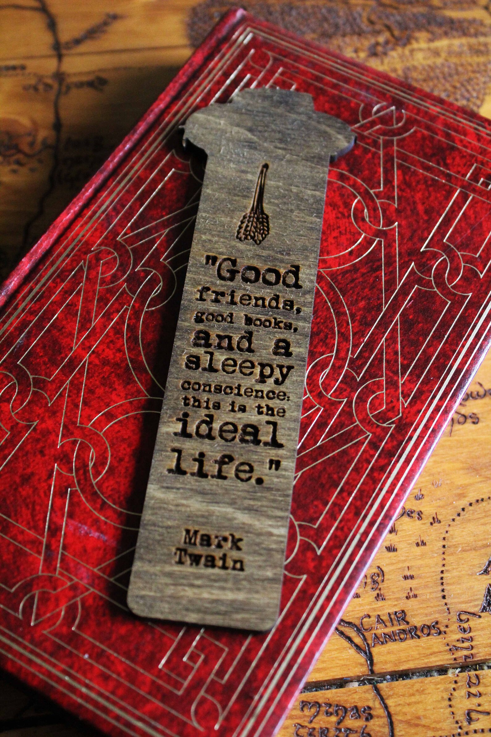 Mark Twain Bookmark wooden Rustic Handmade Wood Burning book | Etsy