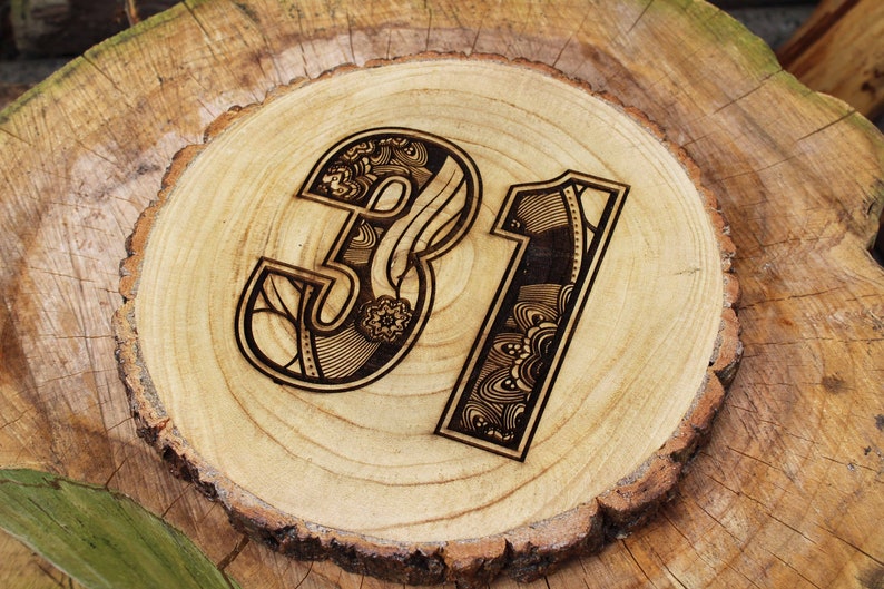 Large Decorative House Number Log Slice Rustic Handmade Wood | Etsy