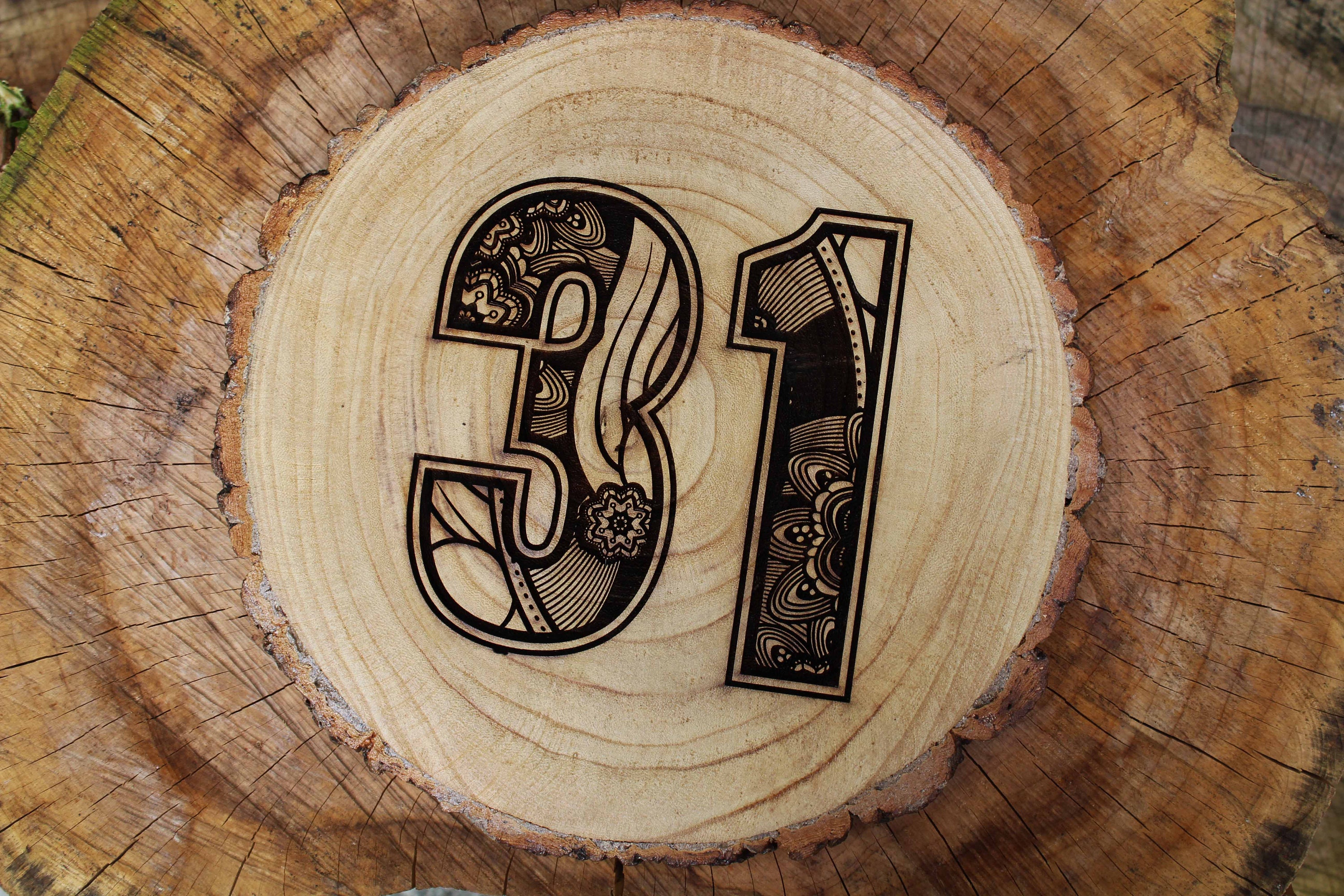 Large Decorative House Number Log Slice Rustic Handmade Wood - Etsy