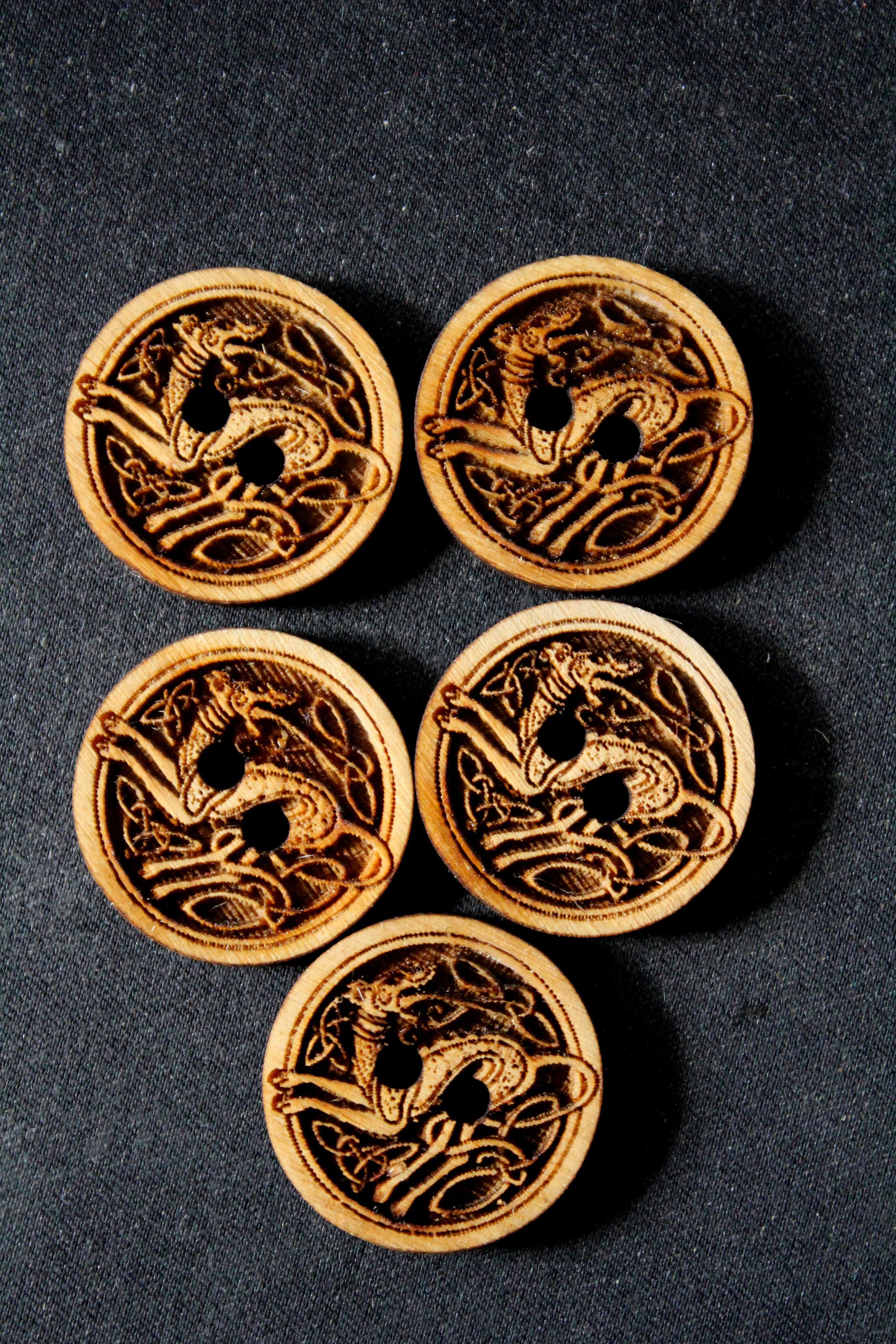 Celtic Wooden Buttons Wood Crafts Irish Design Button Flair - Etsy