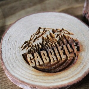 10 X Rustic Log Slice Place Names Personalised Wooden Burned Settings ...