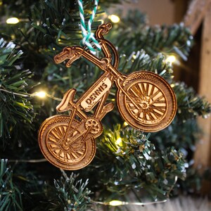 Personalised BMX Bike Christmas Ornament Wood Custom Bauble Laser ...