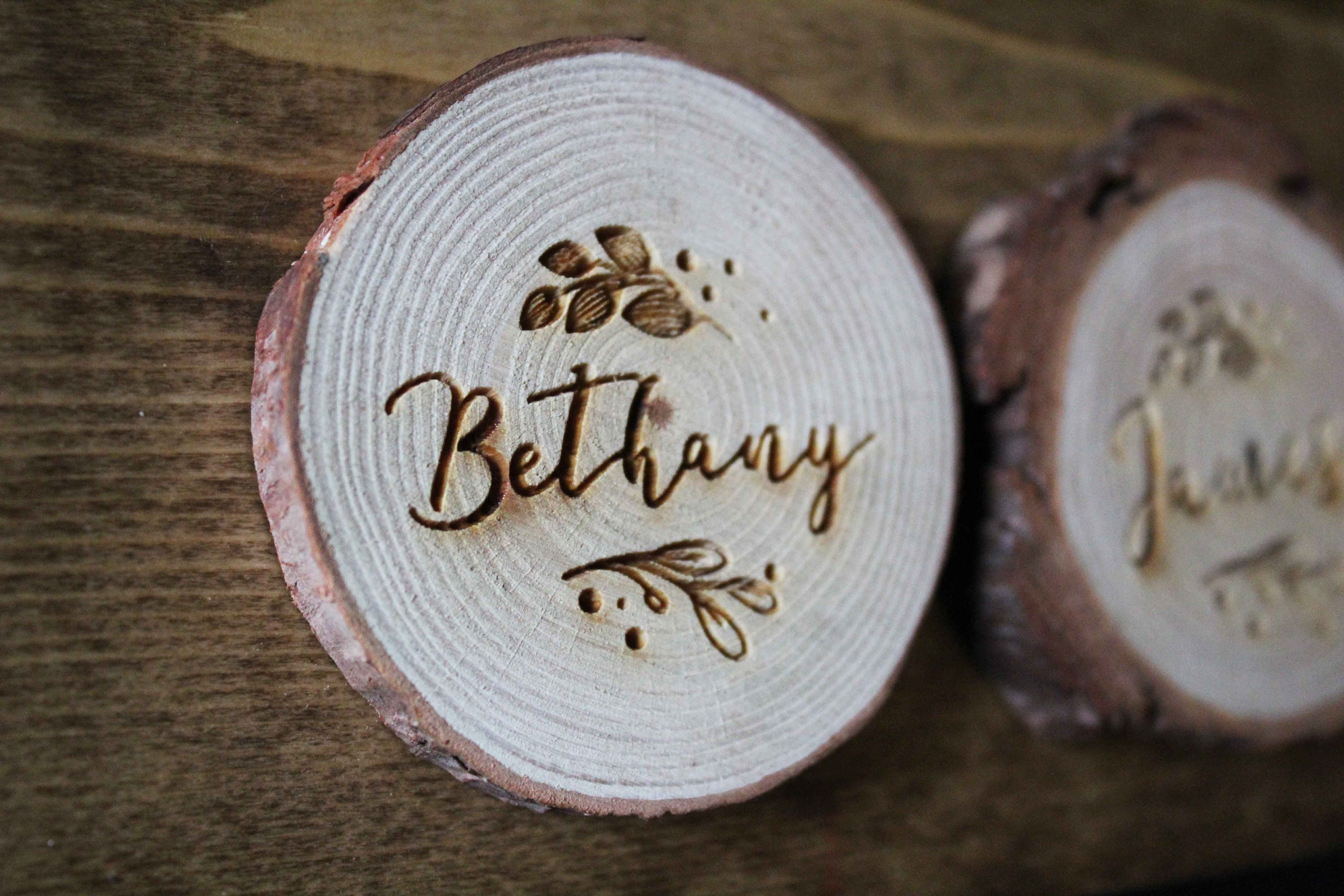10 X Rustic Log Slice Place Names Personalised Engraved Burned - Etsy UK