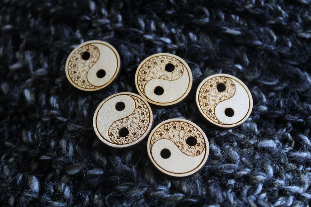 Yin Yang Wooden Buttons Dualism Wood Nature Taoism Paisley Button ...