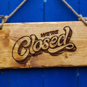 Rustic Wooden Open Closed Sign Double Sided Burned on Wood Sustainable ...