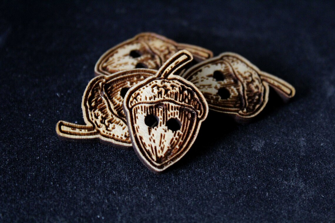 Acorn Wooden Buttons Wood Crafts Fun Button Flair Handmade - Etsy UK