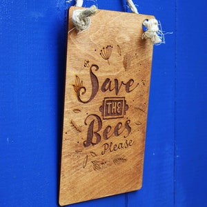 Save the Bees Wooden Sign Nature Lover Bee Earth Kitchen Rustic Sign ...