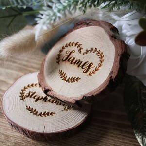 10 X Rustic Log Slice Place Names Personalised Engraved Burned Settings ...