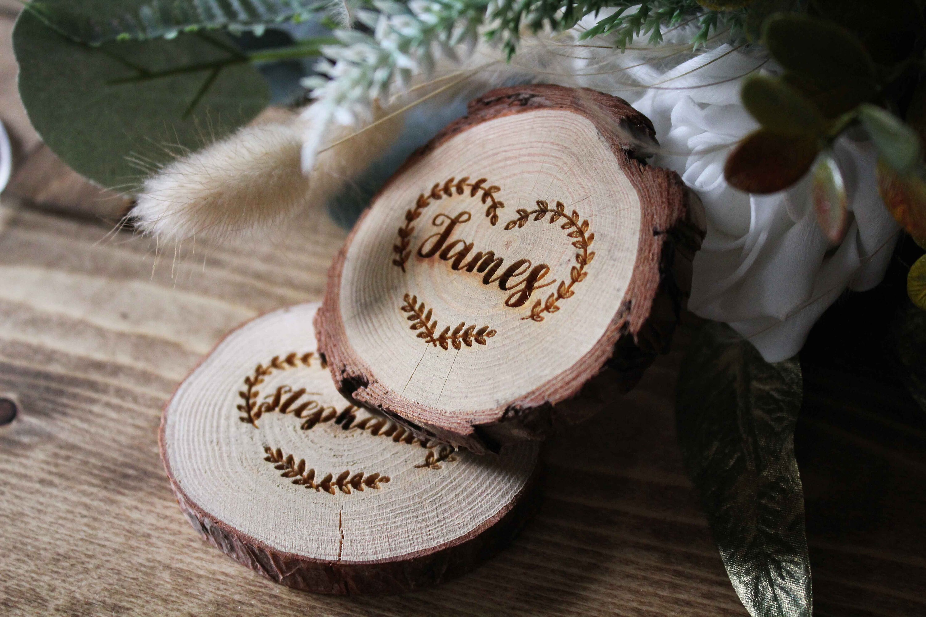 10 X Rustic Log Slice Place Names Personalised Engraved Burned - Etsy UK