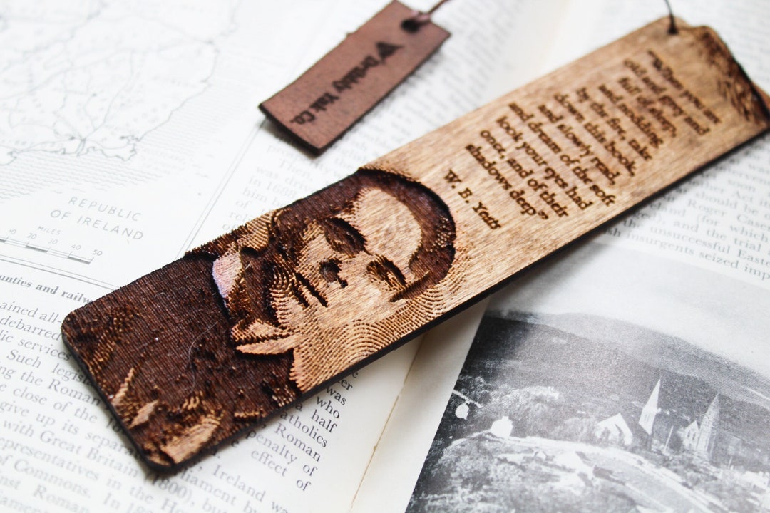 W. B. Yeats Bookmark Wooden Rustic Handmade Wood Burning Book Lover ...