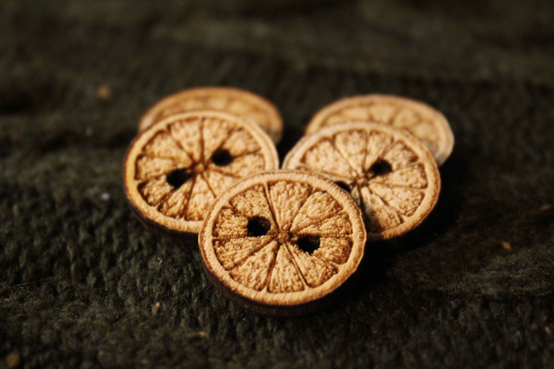 Wooden Orange Slice Buttons Wood Crafts Log Slice Fun Button Flair ...