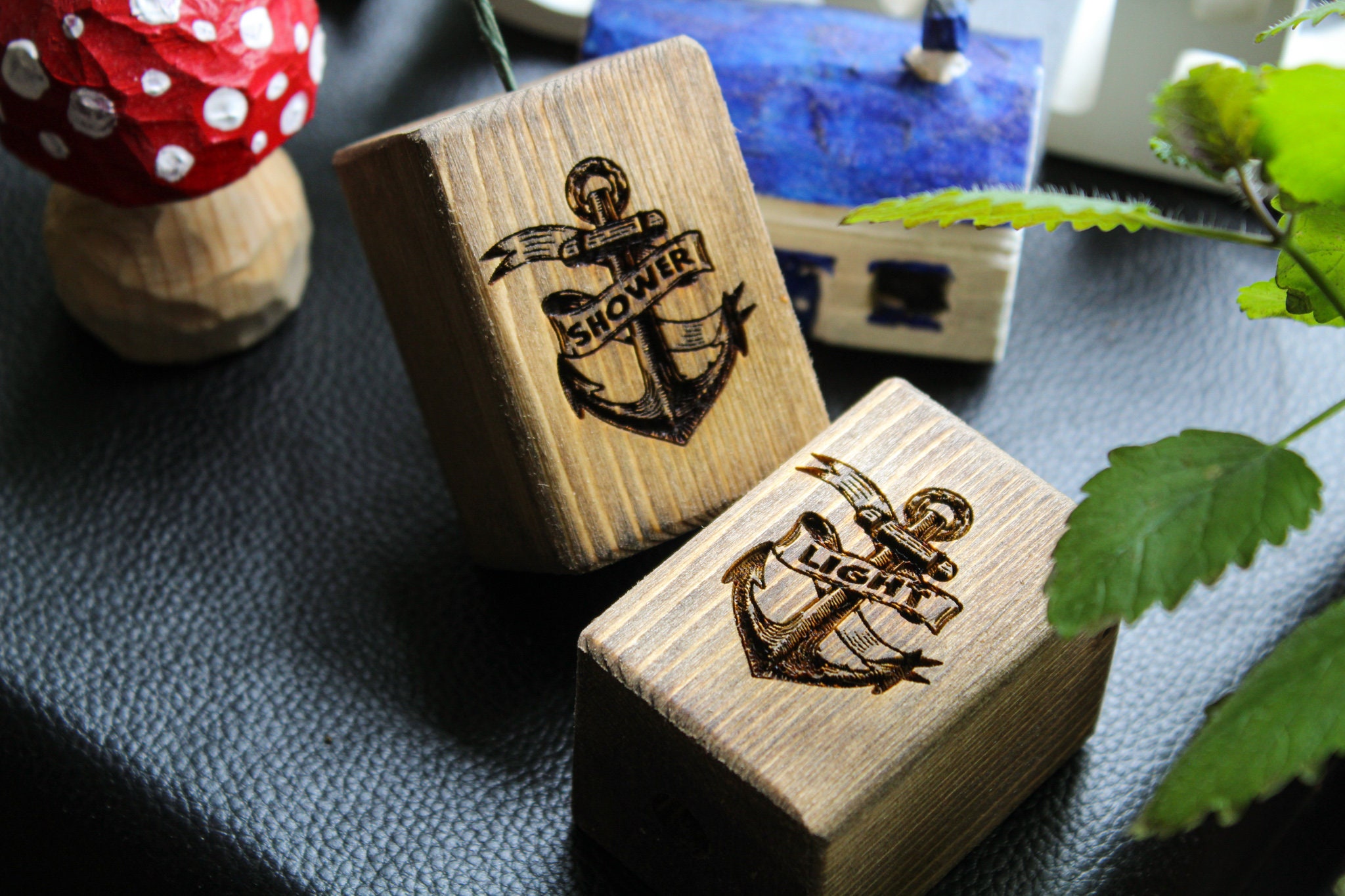 Nautical Anchor Light and Shower Pulls Wooden Sea Ship Boat Type Rustic ...